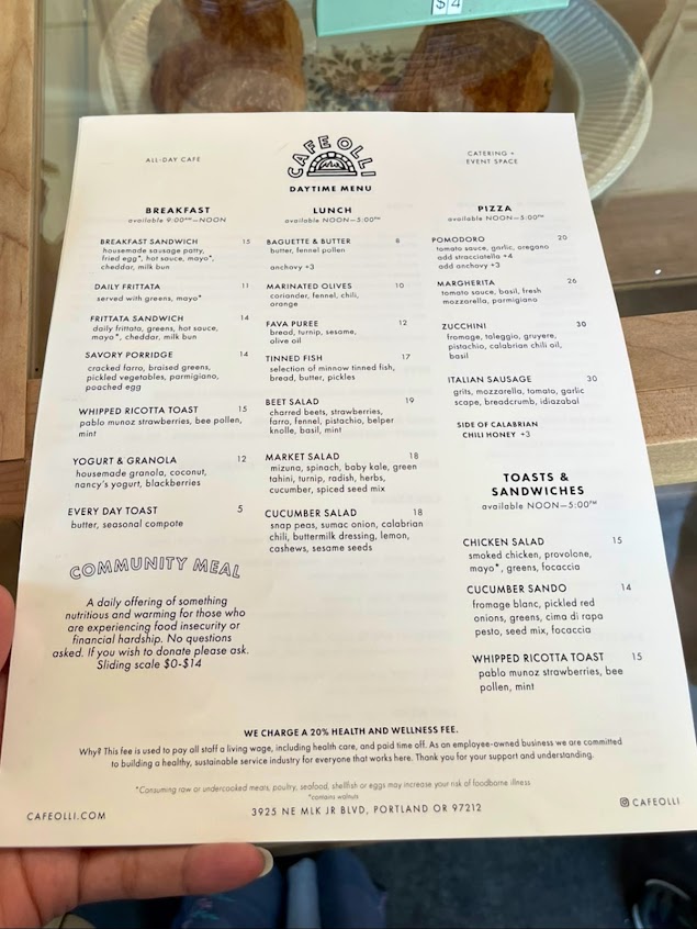 Cafe Olli Menu | Hand Crafted Sicilian Pizza & Other Fresh Bakes and ...